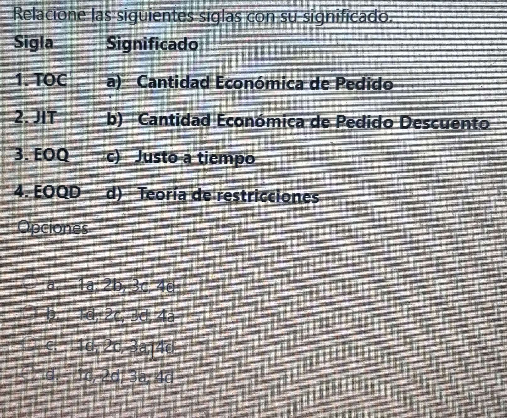 Resuelto:Relacione las siguientes siglas con su significado. Sigla ...