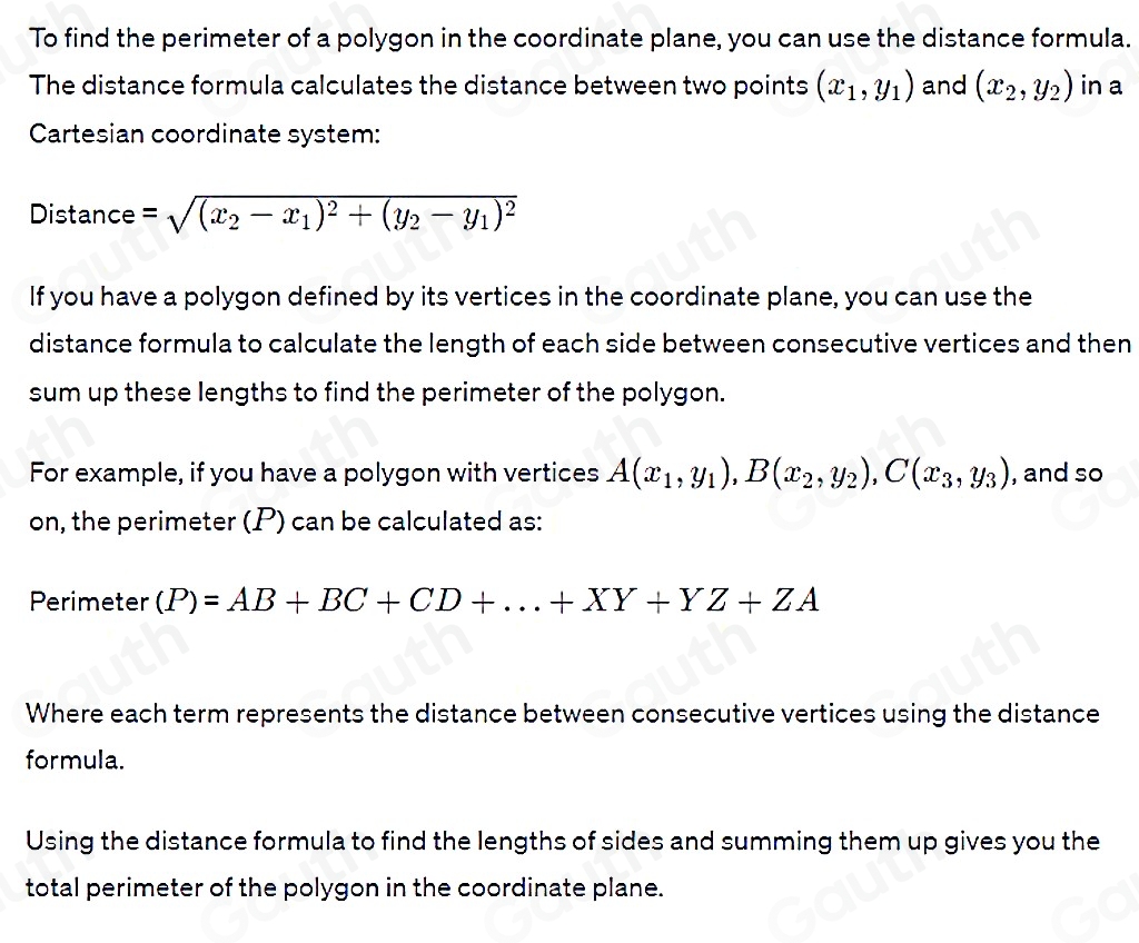 Solved: What formula must be used to find the perimeter of a polygon in ...