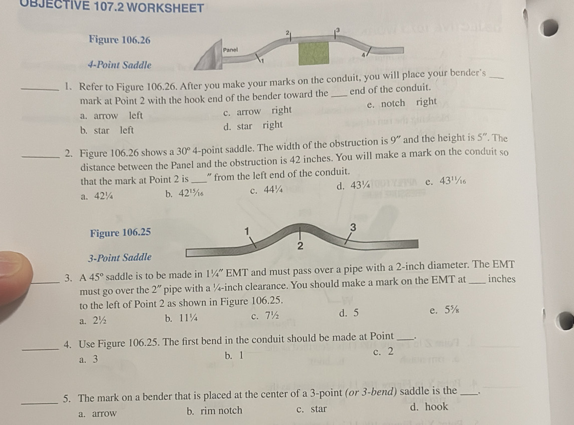 Solved: OBJECTIVE 107.2 WORKSHEET Figure 106.26 4-Point Saddle _1 ...