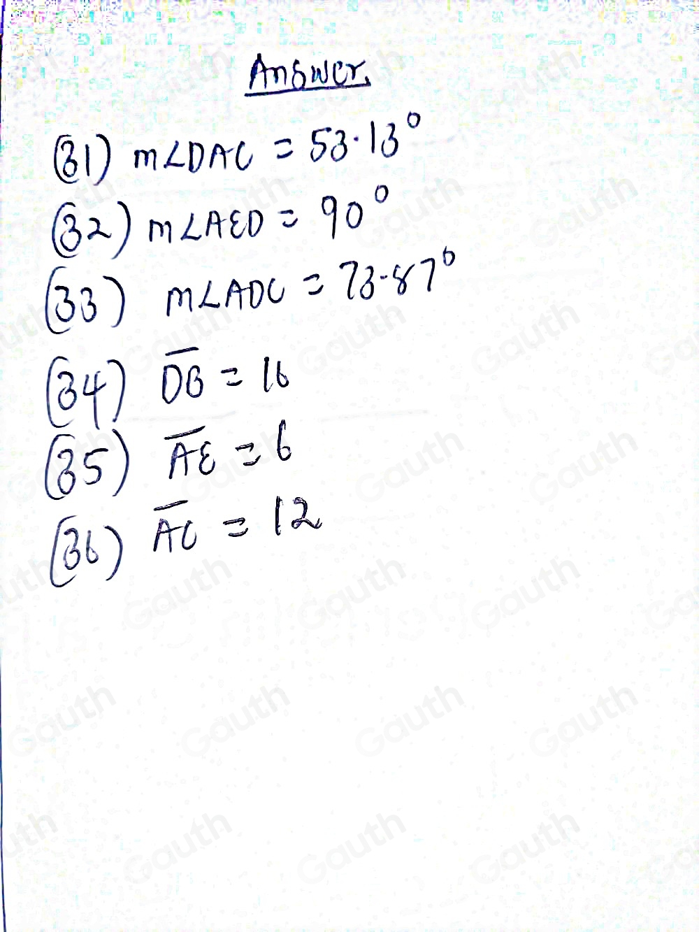 Solved: In Exercises 31-36, the diagonals of rhombus ABCD intersect at ...