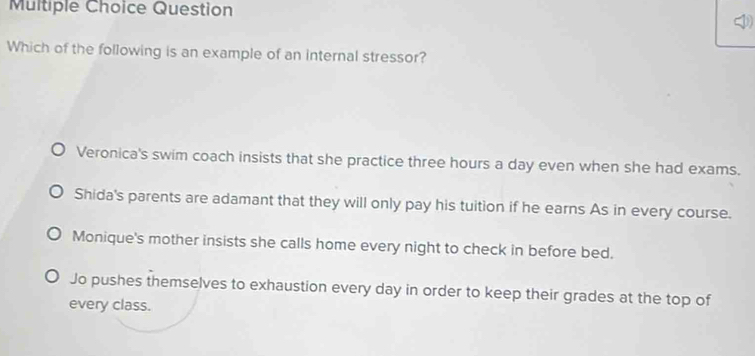 Solved: Question Which of the following is an example of an internal ...