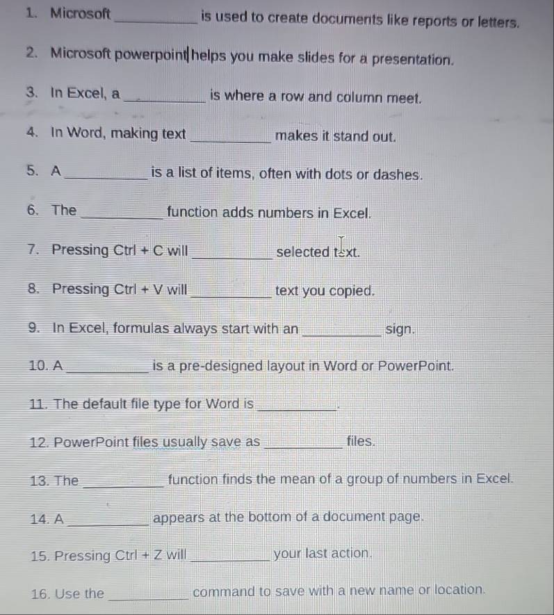 Solved: Microsoft _is used to create documents like reports or letters ...