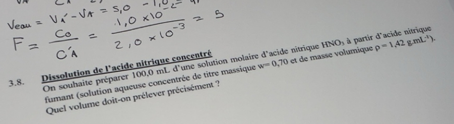 Résolu :HNO_3 à partir d'acide nitrique 3.8. Dissolution de l'acide ...