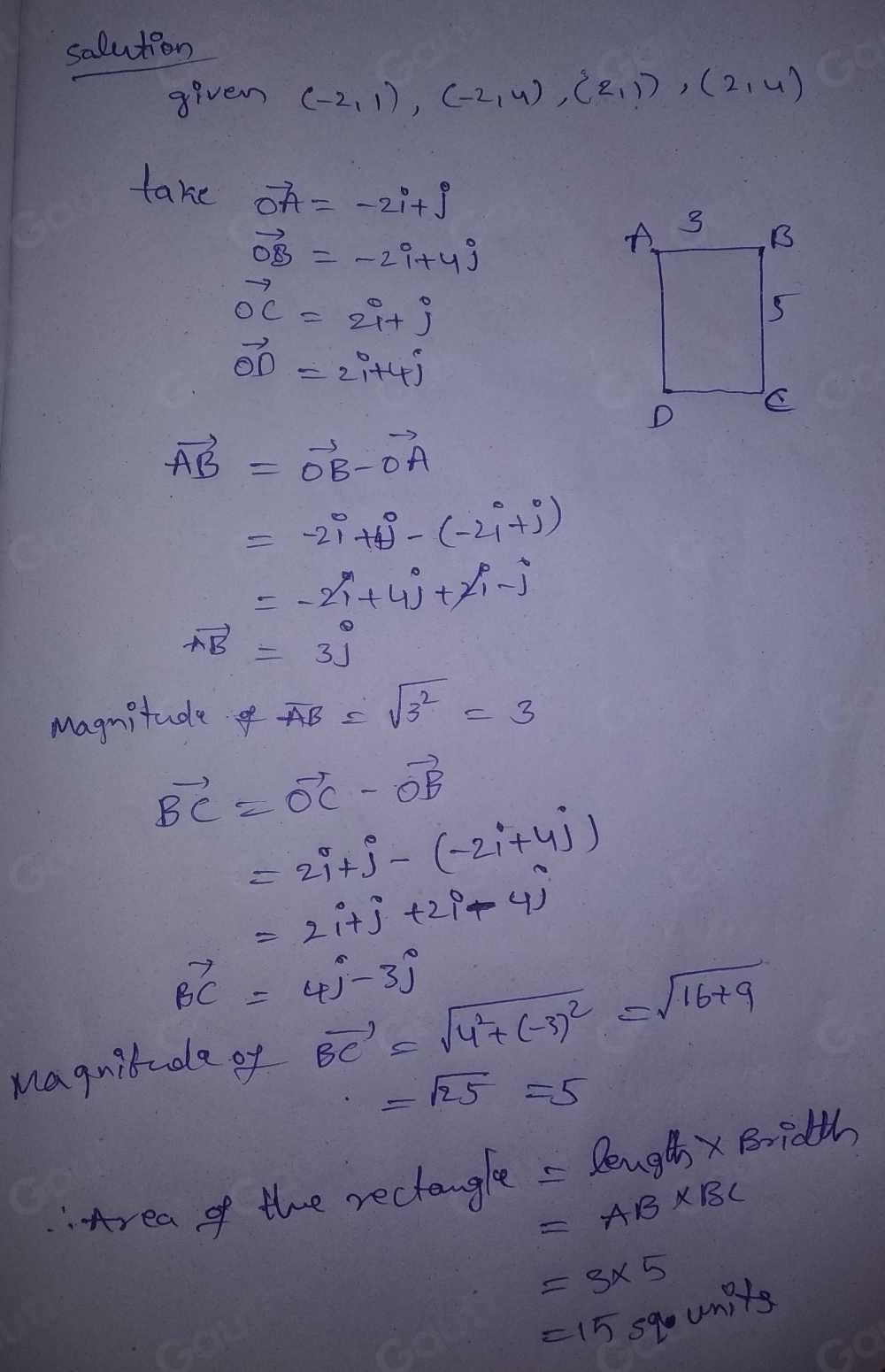 Solved: The vertices of a rectangle are (-2,1) (-2,4) (2,1) , and (2,4 ...