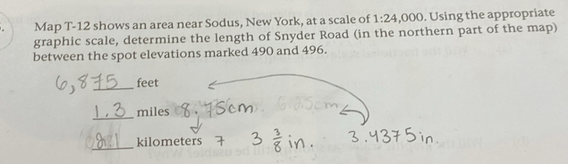 Solved: Map T-12 shows an area near Sodus, New York, at a scale of 1:24 ...