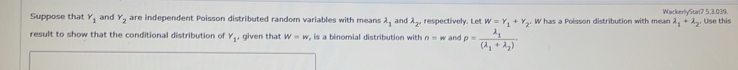 Solved: Suppose that Y_1 and Y_2 are independent Poisson distributed ...