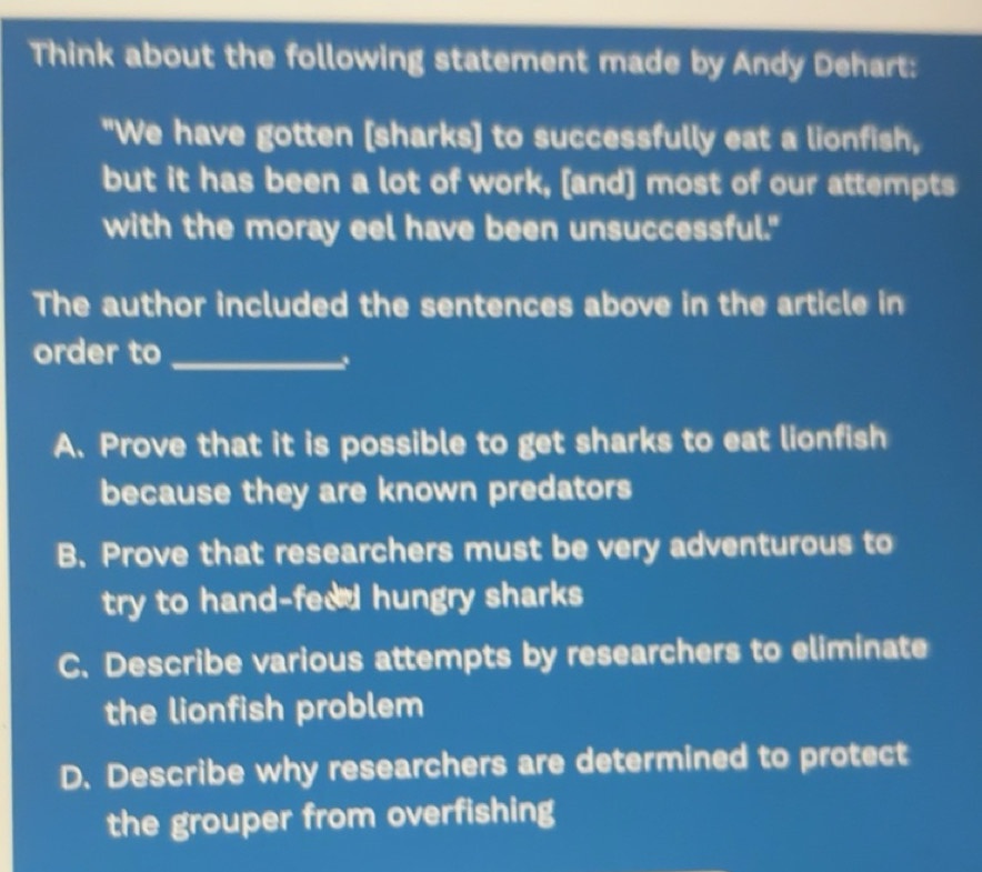 Solved: Think about the following statement made by Andy Dehart: "We ...
