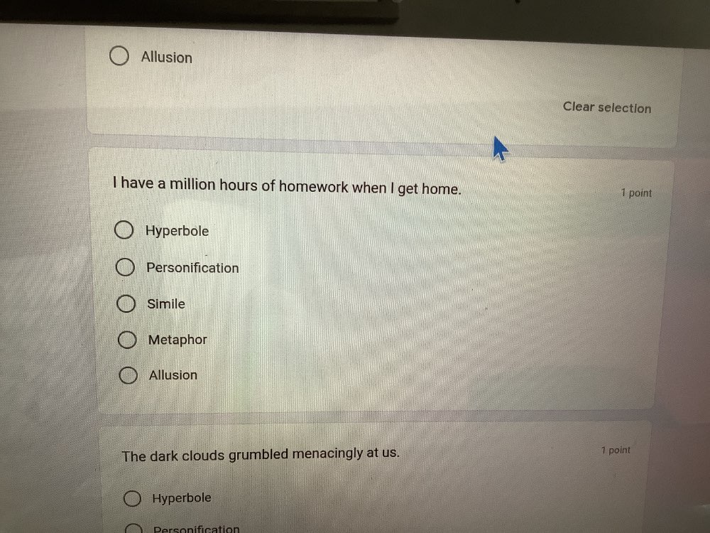 Gelöst:Allusion Clear selection I have a million hours of homework when ...