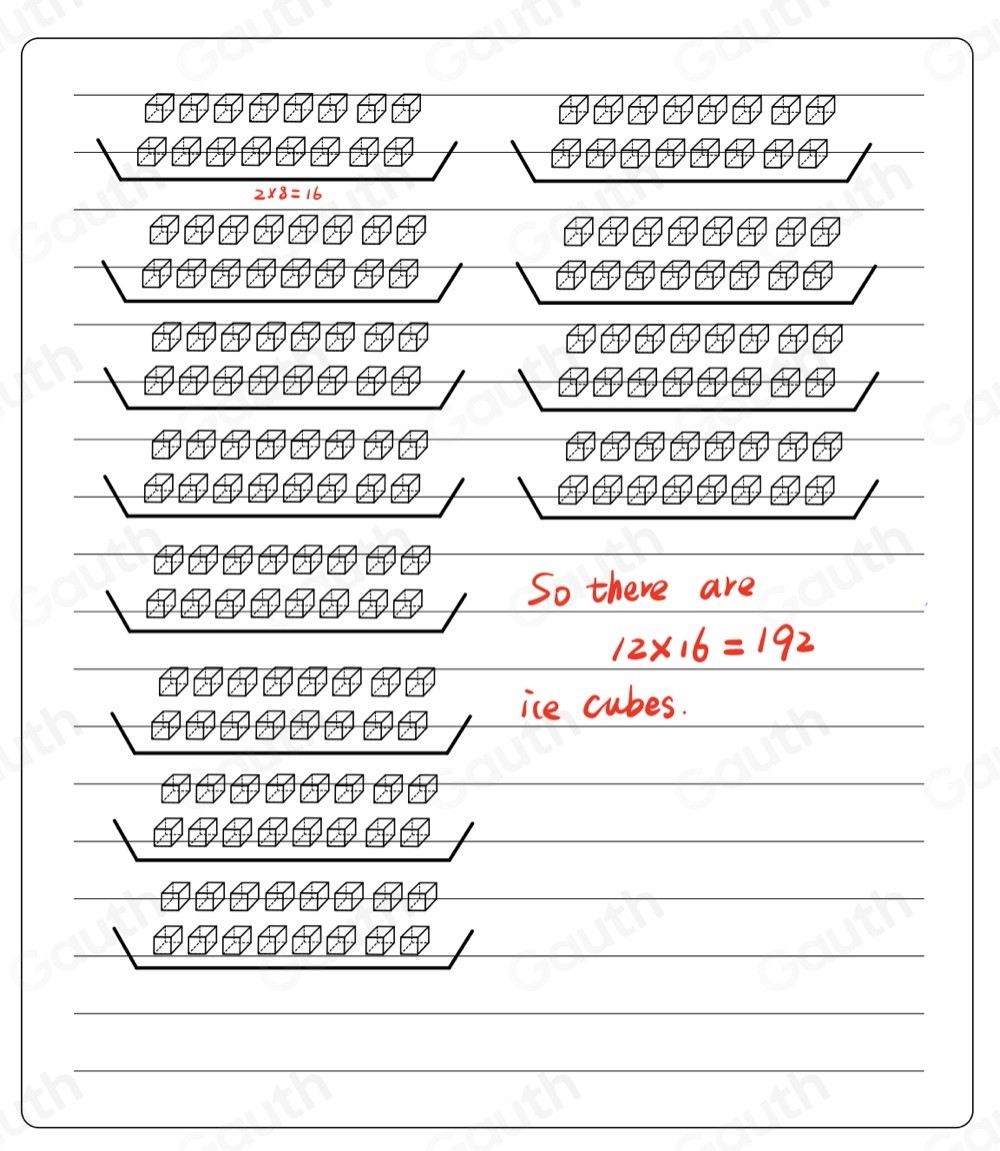 Solved: Lesson 3 An ice cube tray has two rows of 8 cubes in each. How ...