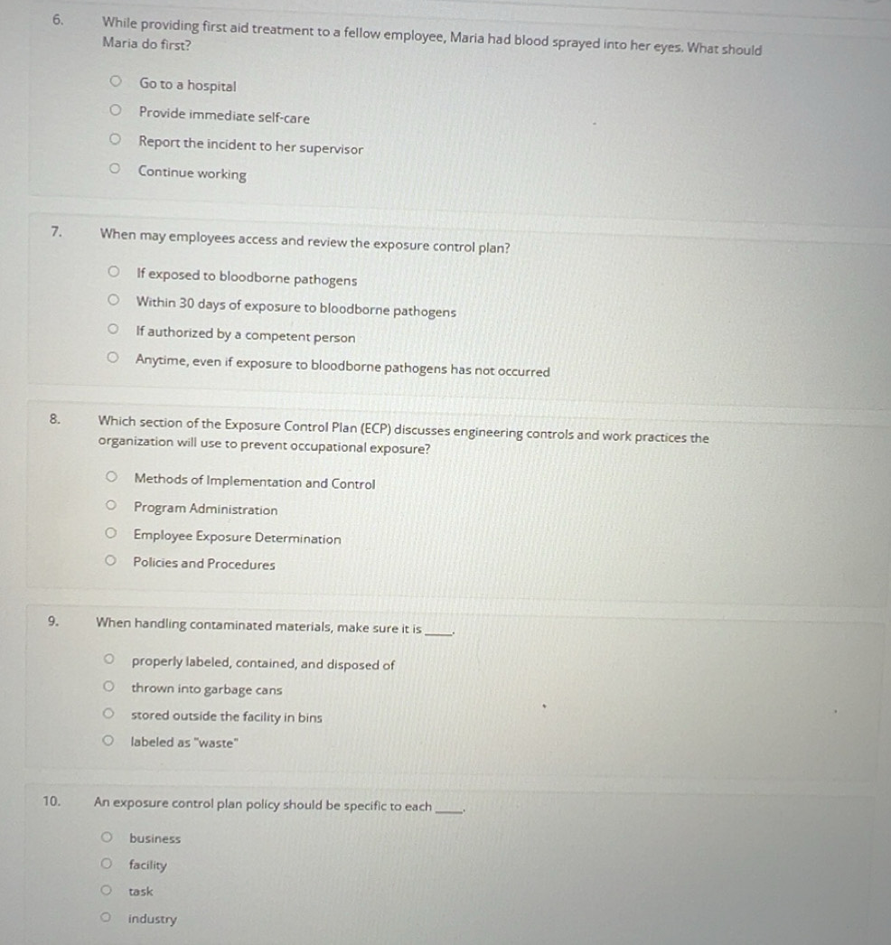 Solved: While providing first aid treatment to a fellow employee, Maria ...