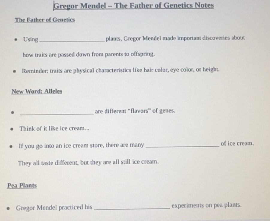 Solved: Gregor Mendel - The Father of Genetics Notes The Father of ...