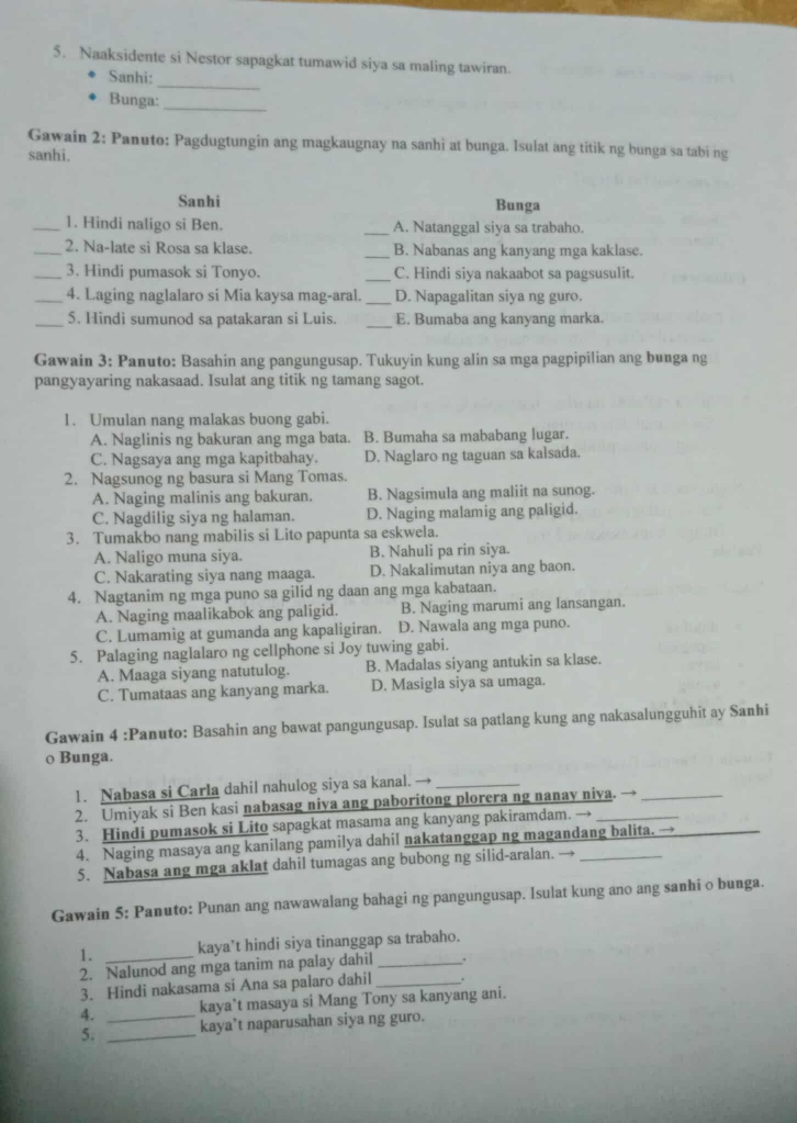 Solved: Naaksidente si Nestor sapagkat tumawid siya sa maling tawiran ...