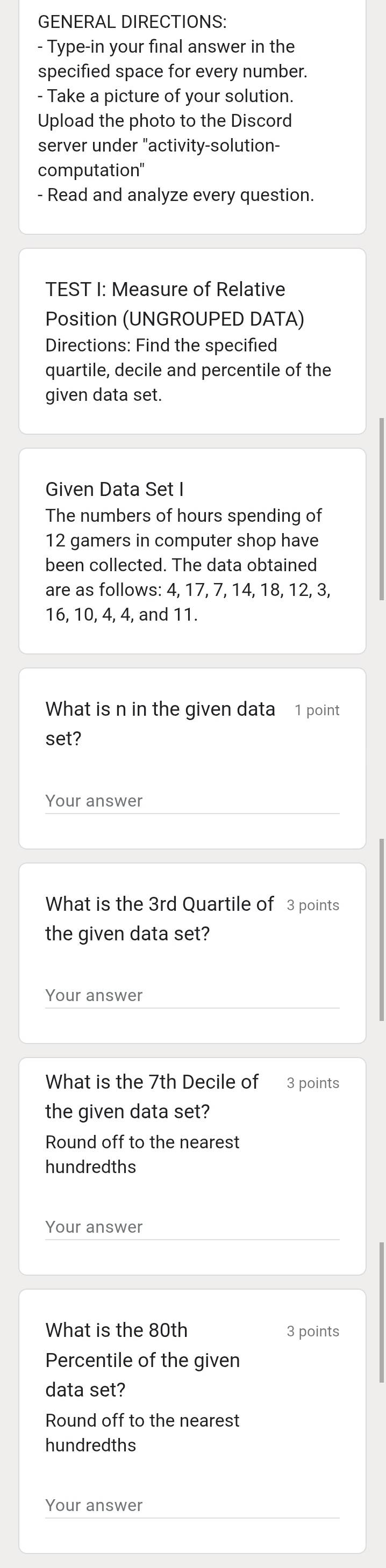 Solved: GENERAL DIRECTIONS: - Type-in your final answer in the ...