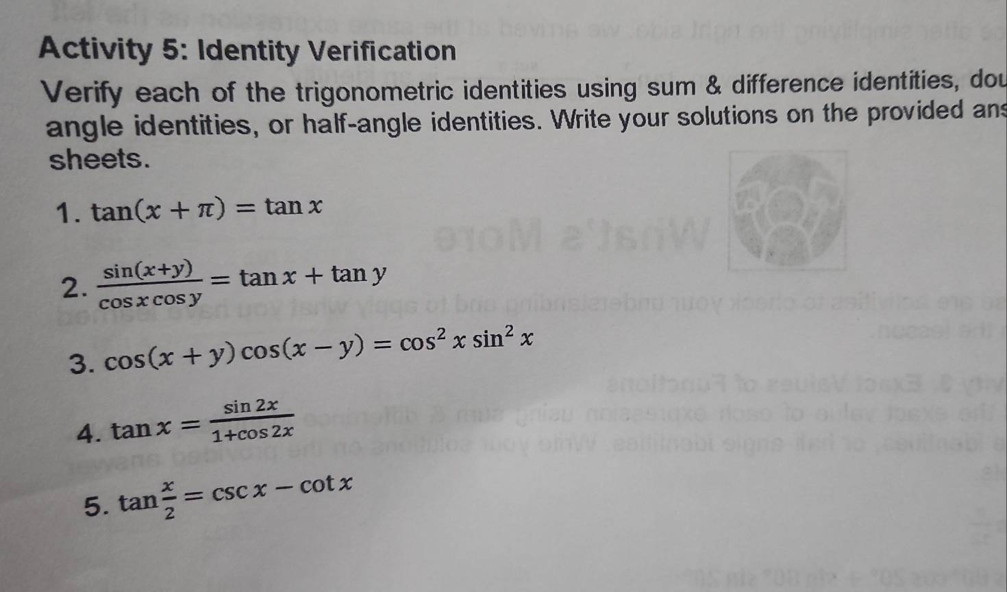 Solved: Activity 5: Identity Verification Verify each of the ...