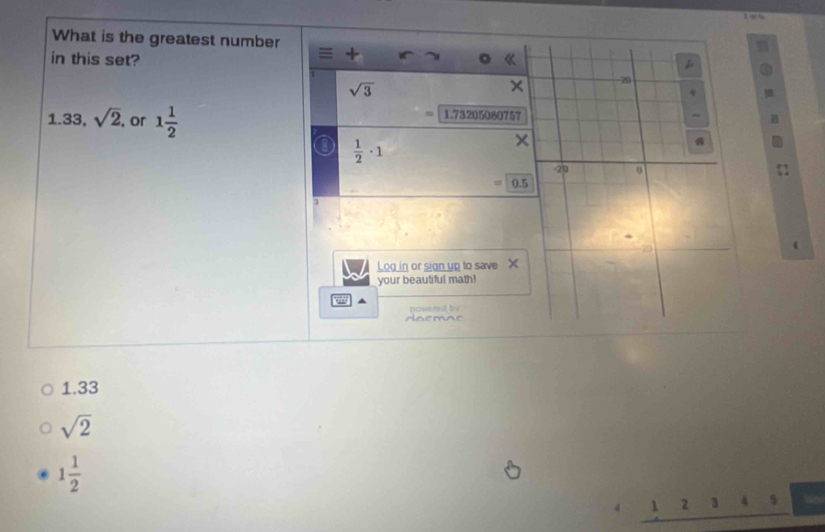 Solved: What is the greatest number in this set? a 《 sqrt(3) 1.33, sqrt ...