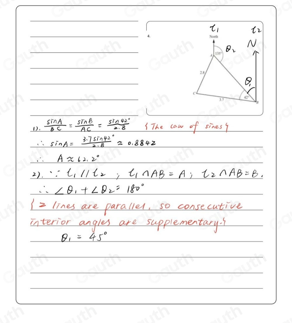 Solved: A yacht sails the triangular route shown. The bearing of B from ...