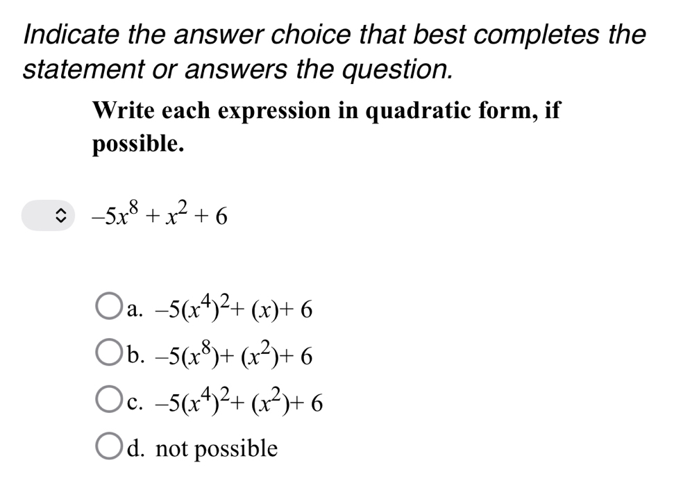 Gelöst:Indicate the answer choice that best completes the statement or ...