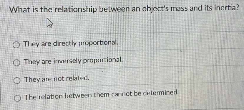 Solved: What is the relationship between an object's mass and its ...