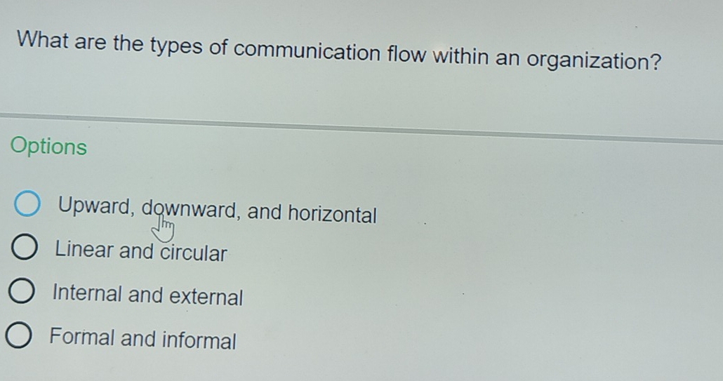 Solved: What are the types of communication flow within an organization ...