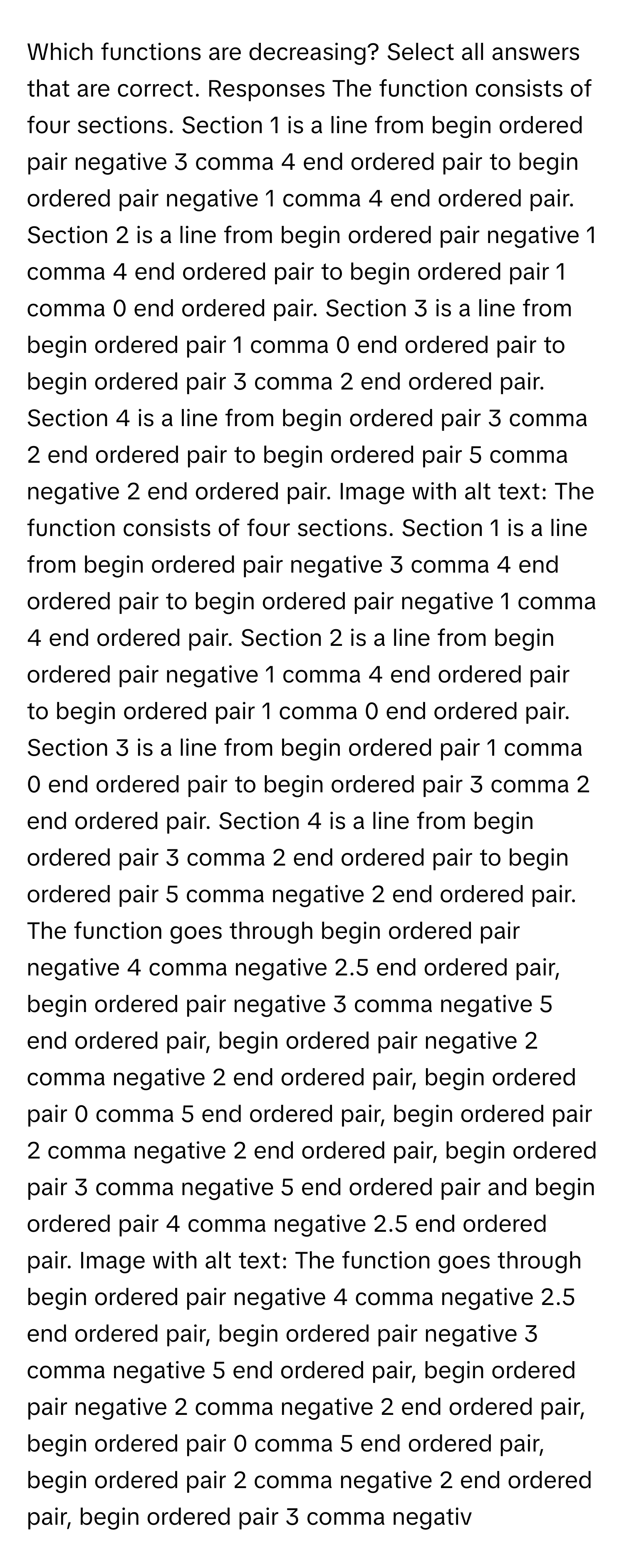 Solved: Which functions are decreasing? Select all answers that are ...