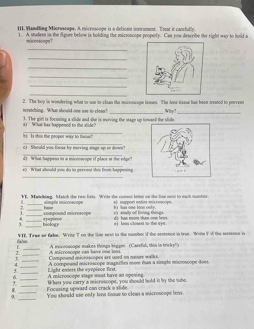 Solved: Handling Microscope. A microscope is a delicate instrument ...