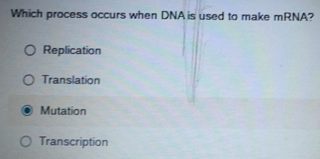 Resuelto:Which process occurs when DNA is used to make mRNA ...