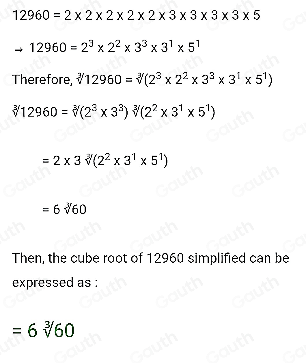 Solved: Find the largest factor of 12 960 that is a perfect cube. [Math]