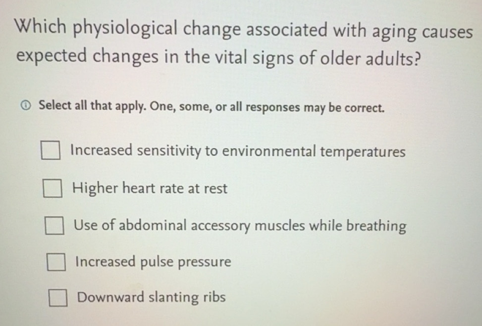 Solved: Which physiological change associated with aging causes ...
