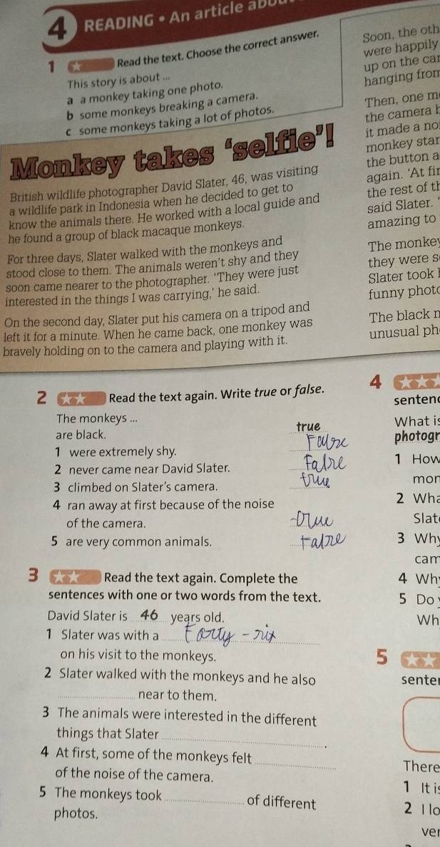 Giải quyết:READING • An article aDU 1 Read the text. Choose the correct ...