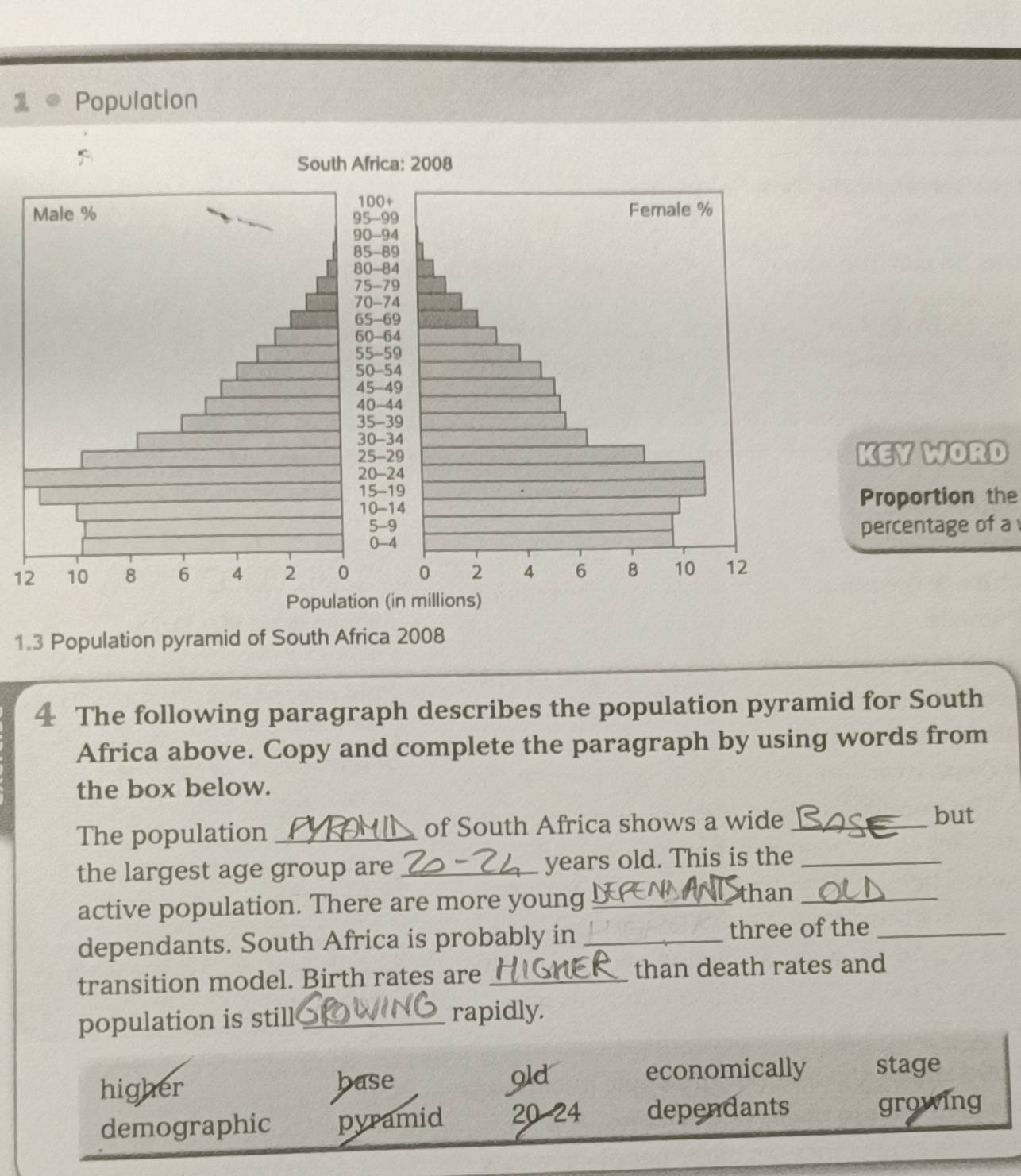 Risolto:Population KEY WORD Proportion the percentage of a 12 1.3 ...