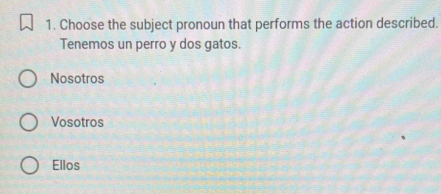 Solved: Choose the subject pronoun that performs the action described ...