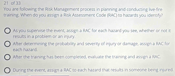 Solved: of 33 You are following the Risk Management process in planning ...