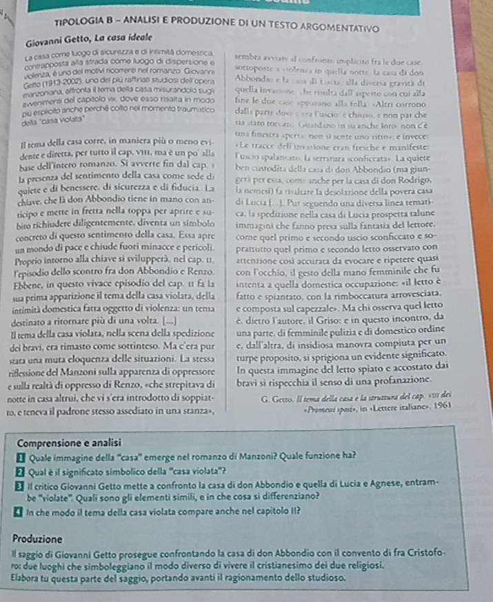 Risolto:TIPOLOGIA B - ANALISI E PRODUZIONE DI UN TESTO ARGOMENTATIVO ...