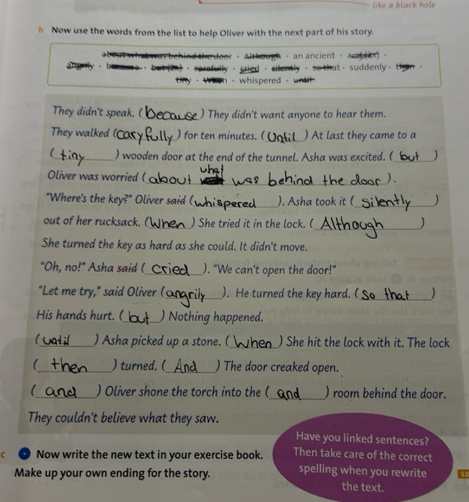 Gelöst:like a black hole b Now use the words from the list to help ...