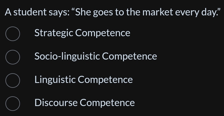 Solved: A student says: “She goes to the market every day” Strategic ...