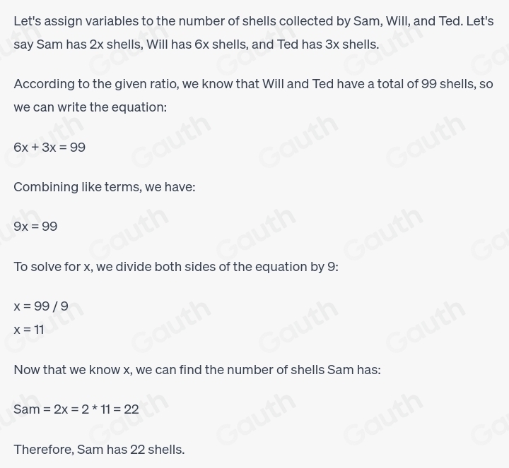 Solved: Sam, Will and Ted collect shells on a beach. They decide to ...