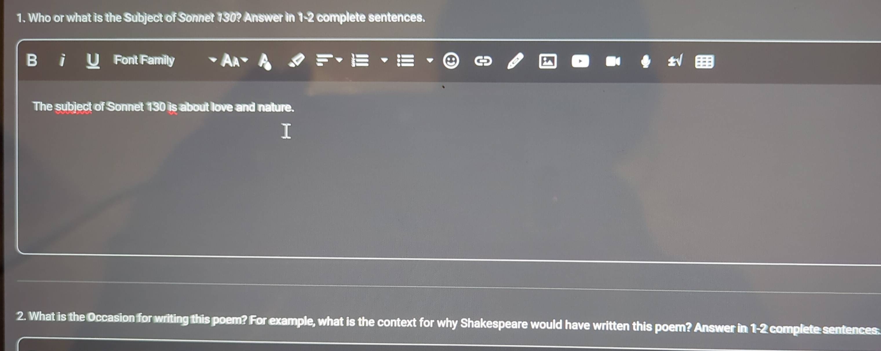 Résolu :Who or what is the Subject of Sonnet 130? Answer in 1-2 ...