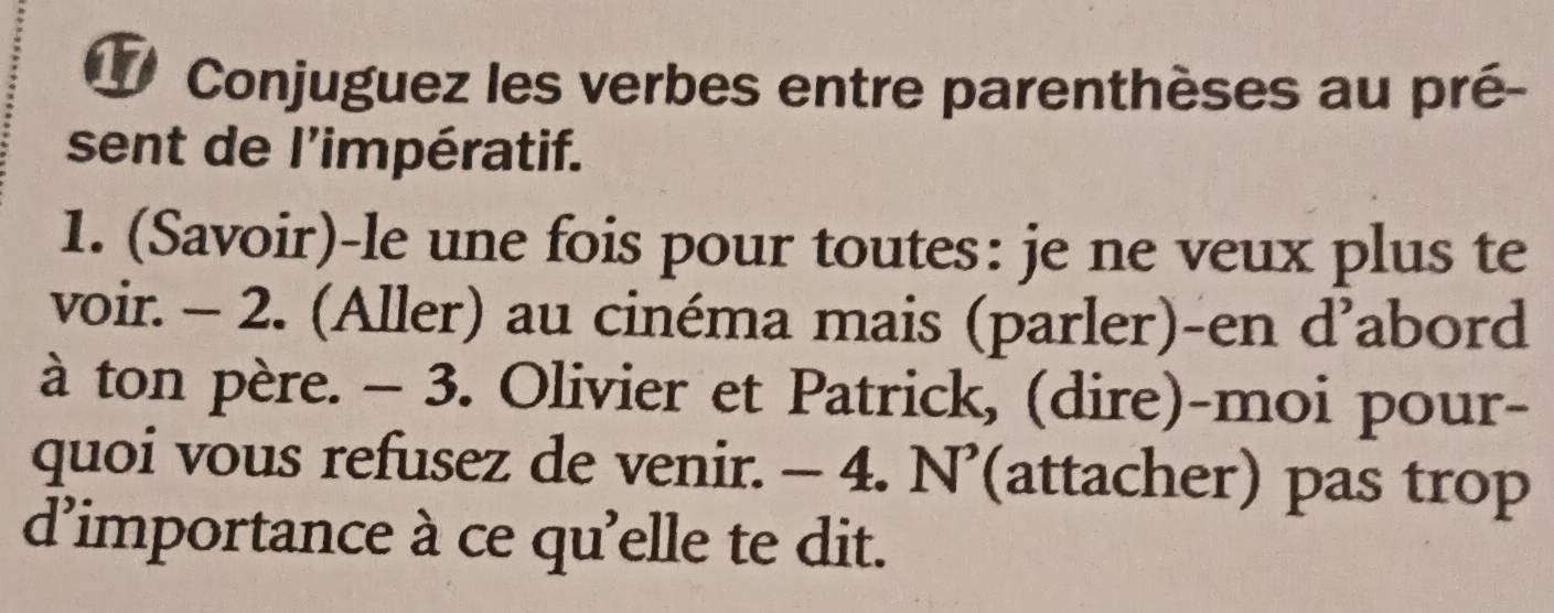 Résolu :Conjuguez les verbes entre parenthèses au pré- sent de l ...