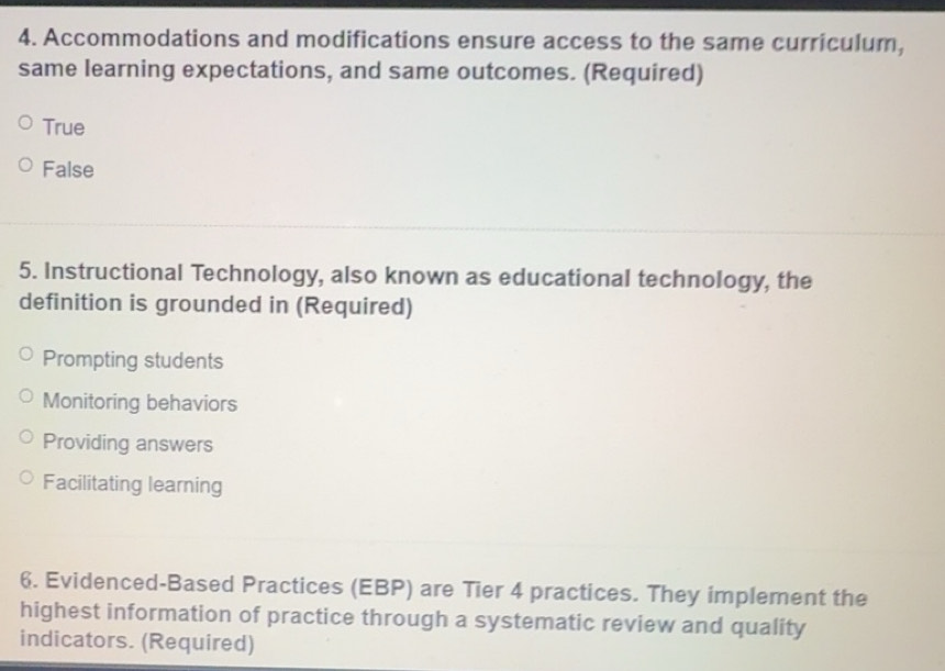 Solved: Accommodations and modifications ensure access to the same curriculum, same learning ...
