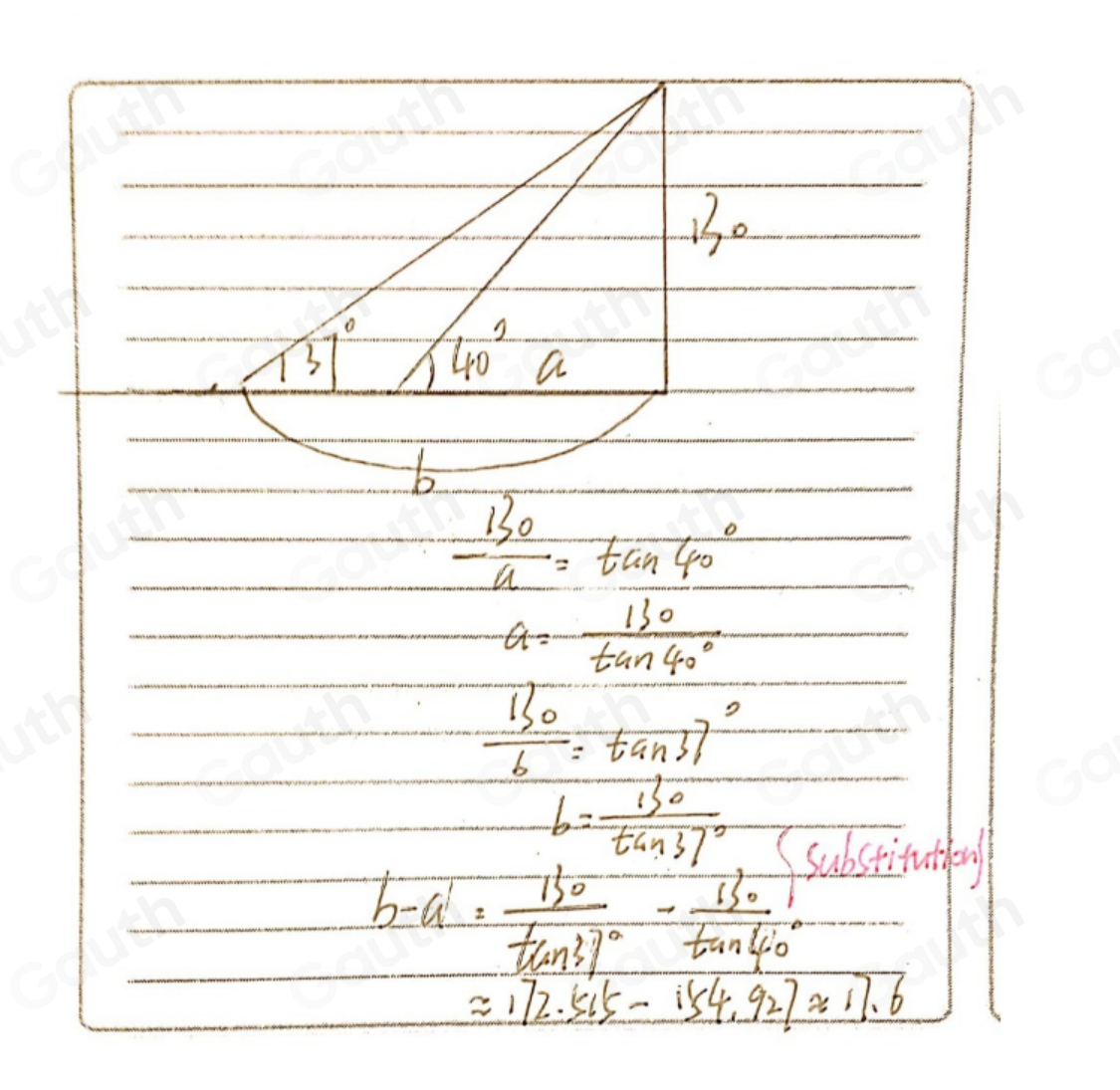 Solved: Diana works in a building that is 130 feet tall. She is If ...