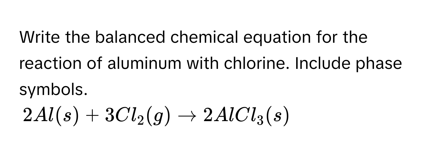 Solved: Write the balanced chemical equation for the reaction of ...