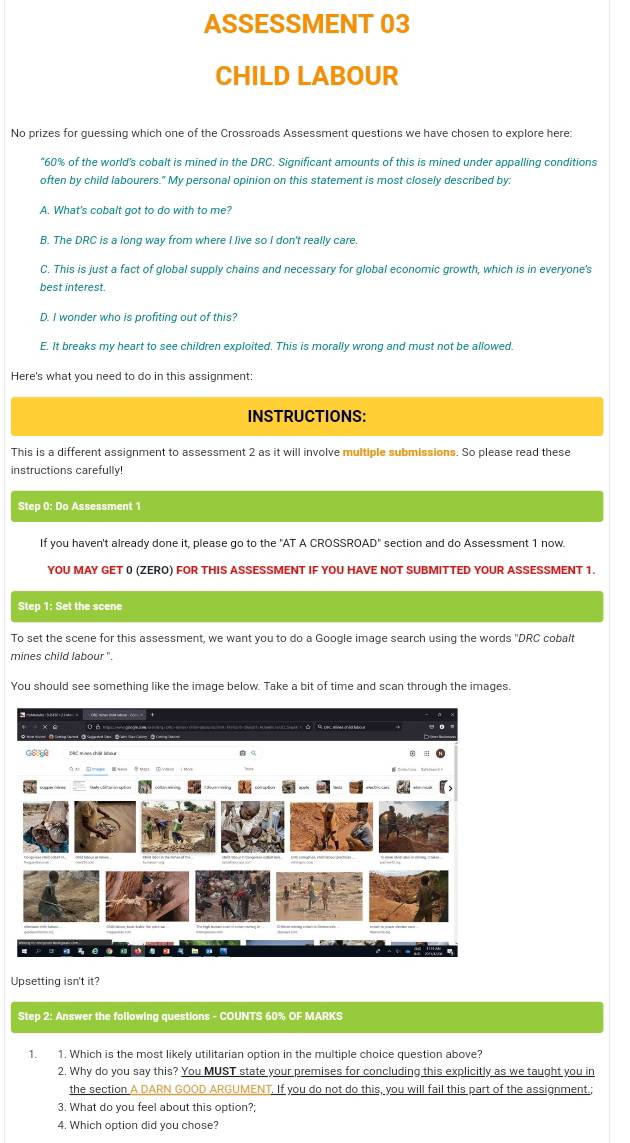 Solved: ASSESSMENT 03 CHILD LABOUR No prizes for guessing which one of ...