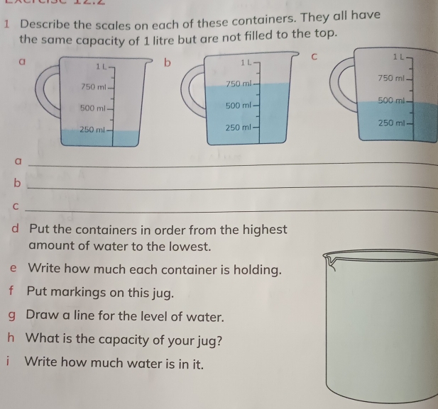 Solved: Describe the scales on each of these containers. They all have ...