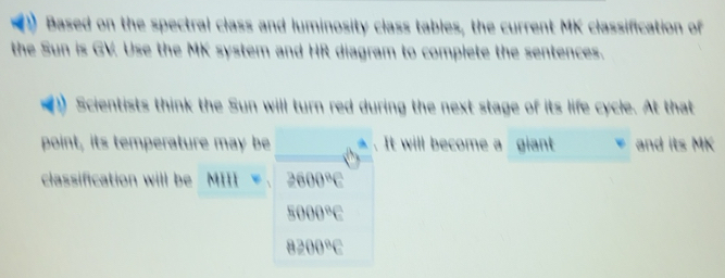 Solved: Based on the spectral class and luminosity class tables, the ...