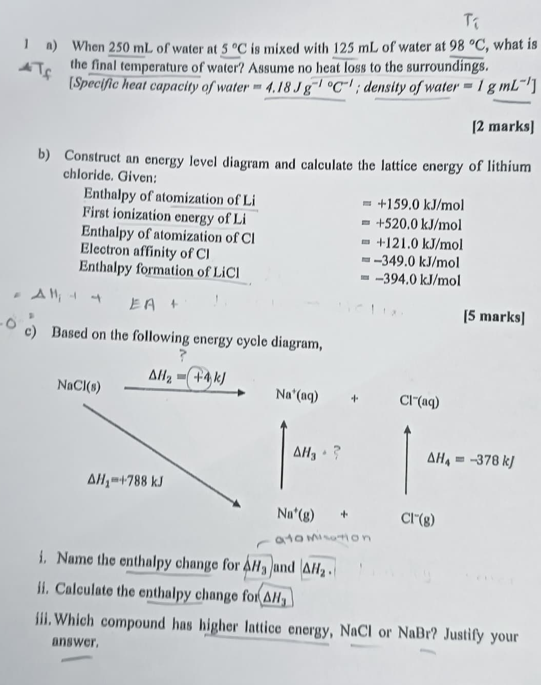 Selesai:When 250 mL of water at 5°C is mixed with 125 mL of water at 98 ...