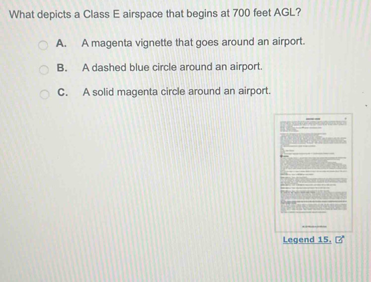 Solved: What depicts a Class E airspace that begins at 700 feet AGL? A ...