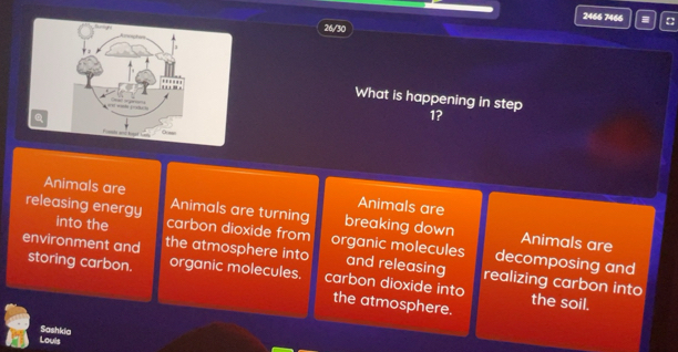 Solved: 2466 7466 26/30 What is happening in step 1? Animals are ...