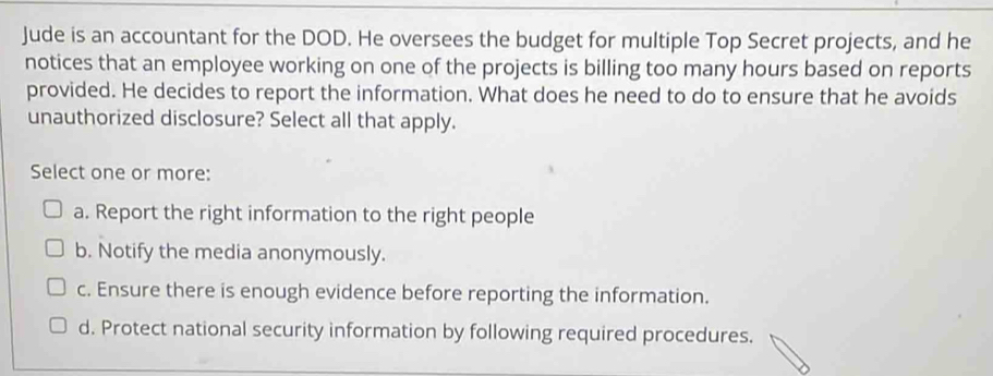 Solved: Jude is an accountant for the DOD. He oversees the budget for ...