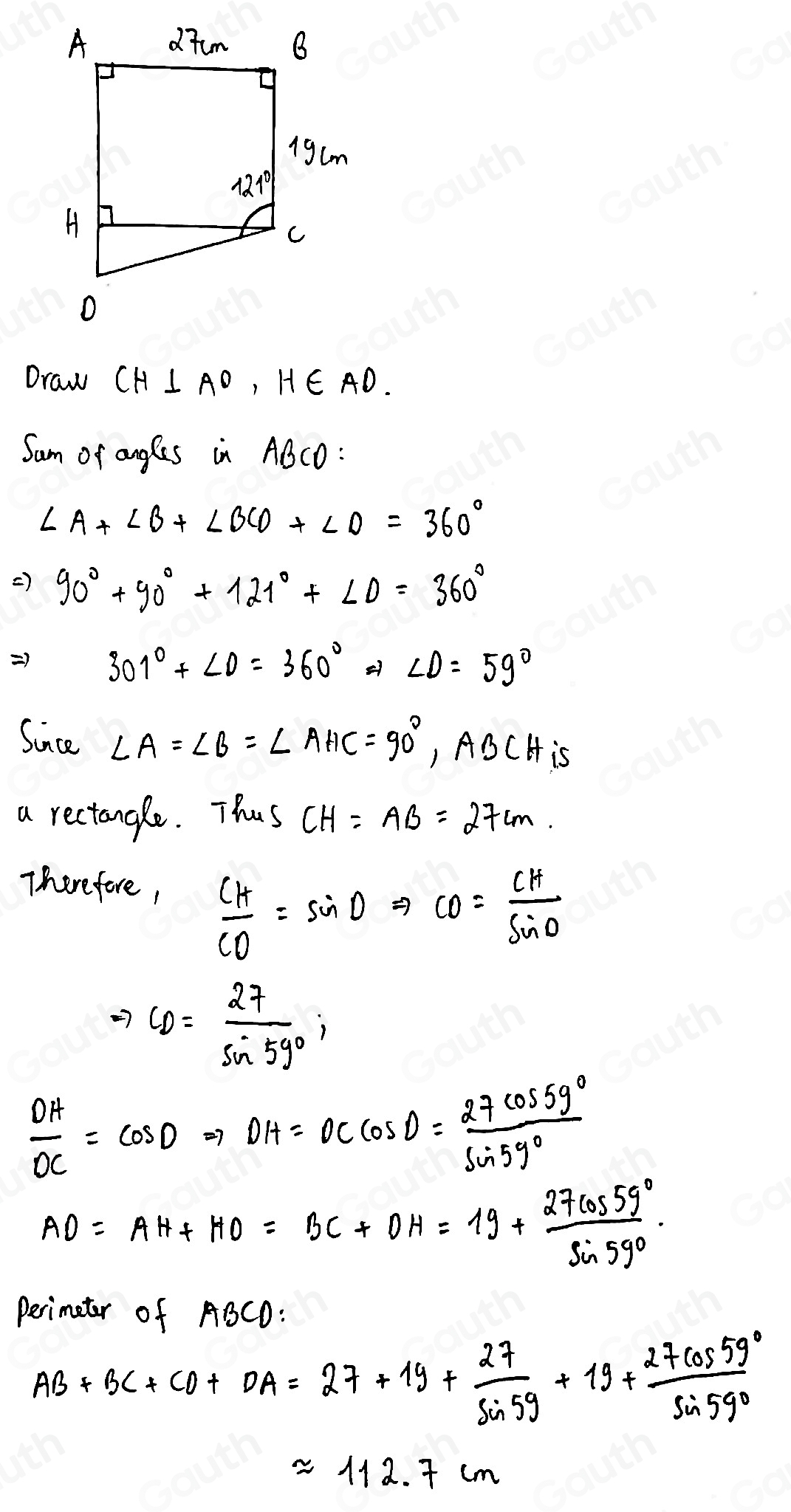 Solved: The diagram shows a trapezium. Determine the perimeter of the ...
