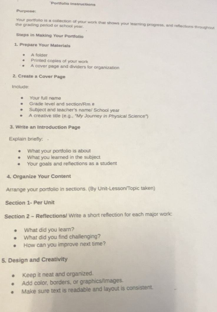 Solved: Portfolio Instructions Purpose: Your portfolio is a collection ...